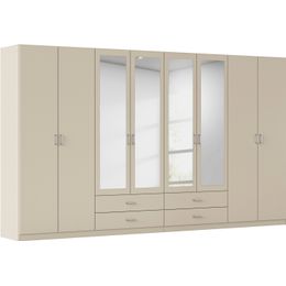 Kleiderschrank Rauch "Schrank Garderobe Ankleide GAMMA Breiten 91/136/181/226/271/315/360 cm", beige (champagner), griffe alu, B:360cm H:210cm T:54cm, Holzwerkstoff, Schr&auml;nke, Kleiderschrank, verschiedene Griff-Varianten, mit Spiegel TOPSELLER MADE IN GERMANY, Topseller