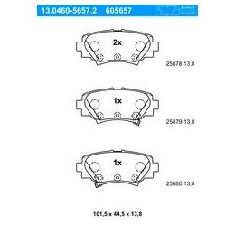 ATE Bremsbelagsatz, Scheibenbremse 13.0460-5657.2 hinten rechts links f&uuml;r MAZDA B4Y0-26-48ZA B4Y0-26-48ZB