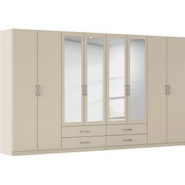 Kleiderschrank Rauch "Schrank Garderobe Ankleide GAMMA Breiten 91/136/181/226/271/315/360 cm", beige (champagner), griffe chrom, B:360cm H:210cm T:54cm, Holzwerkstoff, Schr&auml;nke, Kleiderschrank, verschiedene Griff-Varianten, mit Spiegel TOPSELLER MADE IN GERMANY, Topseller