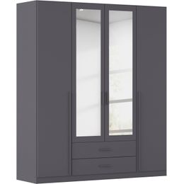 Kleiderschrank Rauch "Schrank Garderobe Ankleide GAMMA Breiten 91/136/181/226/271/315/360 cm", graumetallic, griffstangen graumetallic, B:181cm H:210cm T:54cm, Holzwerkstoff, Schr&auml;nke, Kleiderschrank, verschiedene Griff-Varianten, mit Spiegel TOPSELLER MADE IN GERMANY, Topseller