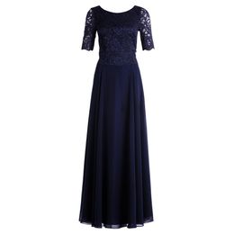 Abendkleid Vera Mont "Abendkleid mit Spitze", Damen, Gr. 46, EURO, blau (night sky), 100% Polyester PES., Kleider Abendkleid
