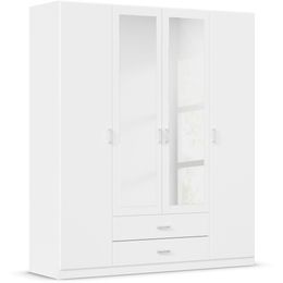 Kleiderschrank Rauch "Schrank Garderobe Ankleide GAMMA Breiten 91/136/181/226/271/315/360 cm", wei&szlig; (alpinwei&szlig;, griffe alu), B:181cm H:210cm T:54cm, Holzwerkstoff, Schr&auml;nke, Kleiderschrank, verschiedene Griff-Varianten, mit Spiegel TOPSELLER MADE IN GERMANY, Topseller