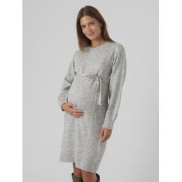 Umstandskleid MAMALICIOUS "MLNEWANNE L/S ABK KNIT DRESS A. NOOS", Damen, Gr. XL, N-Gr, grau (light grau melange), Strick, Obermaterial: 50% Polyacryl, 50% Polyester, meliert, regular fit kurz, Rundhals, Kleider Umstandskleid