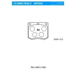 ATE Bremsbelagsatz, Scheibenbremse 13.0460-7042.2 vorne rechts links f&uuml;r FORD 6099243 5015924 6107088