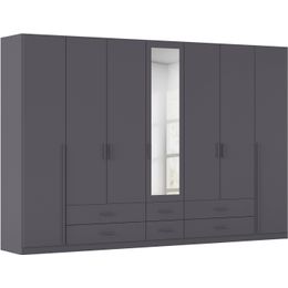 Kleiderschrank Rauch "Schrank Garderobe Ankleide GAMMA Breiten 91/136/181/226/271/315/360 cm", graumetallic, griffstangen graumetallic, B:315cm H:210cm T:54cm, Holzwerkstoff, Schr&auml;nke, Kleiderschrank, verschiedene Griff-Varianten, mit Spiegel TOPSELLER MADE IN GERMANY, Topseller