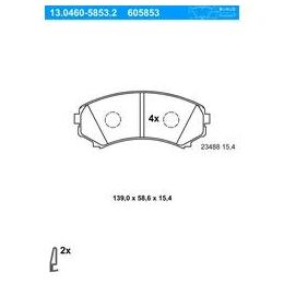 ATE Bremsbelagsatz, Scheibenbremse 13.0460-5853.2 vorne rechts links f&uuml;r MITSUBISHI MR527868 MN116445 4605A041
