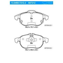ATE Bremsbelagsatz, Scheibenbremse 13.0460-7212.2 vorne rechts links f&uuml;r SAAB FIAT OPEL