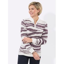 WITT WEIDEN Jacquard-Pullover in ecru-violett-gemustert | Gr.: 36