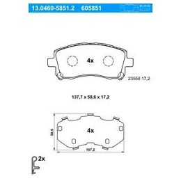 ATE Bremsbelagsatz, Scheibenbremse 13.0460-5851.2 vorne rechts links f&uuml;r SUBARU 26298AE081 26296AC050 26296AC040