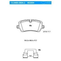 ATE Bremsbelagsatz, Scheibenbremse 13.0460-2604.2 hinten rechts links mit Zubeh&ouml;r f&uuml;r LAND ROVER LR162042 LR106326 LR065492