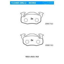 ATE Bremsbelagsatz, Scheibenbremse 13.0460-3962.2 vorne rechts links f&uuml;r PEUGEOT CITRO&Euml;N 425165 425141 425499