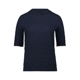 Rundhalsshirt Betty Barclay "Strukturshirt mit Stehkragen", Damen, Gr. 46, blau (dunkelblau), Obermaterial: 60% Baumwolle CO. 30% Polyamid PA. 10% Elasthan EL., Shirts Rundhalsshirt