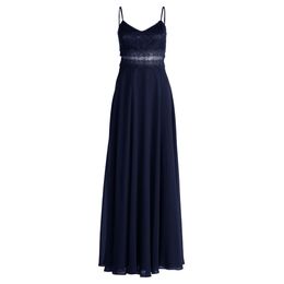 Abendkleid Vera Mont "Abendkleid mit Spitze", Damen, Gr. 34, EURO, blau (night sky), Obermaterial: 100% Polyester PES., Kleider Abendkleid