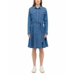 Midikleid Mustang "Damen Style Elisa Denim Dress", Damen, Gr. 40, mittelblau, 98% Baumwolle, 2% Elasthan, ausgestellt, Kleider Midikleid