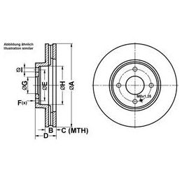 ATE Bremsscheibe 24.0124-0164.1 vorne rechts links bel&uuml;ftet 258mm f&uuml;r MAZDA BJ1Y-33-25X