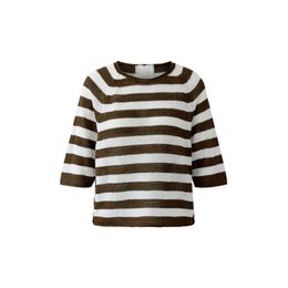 Oui Leinen Pullover in dk brown offwhite | Gr.: 44