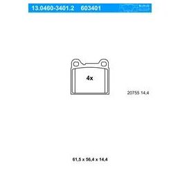 ATE Bremsbelagsatz, Scheibenbremse 13.0460-3401.2 hinten rechts links f&uuml;r VOLVO 271959 272774 271586