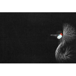 Livingwalls Fototapete LIVING WALLS "ARTist Crowned Crane Black", rot (rot, schwarz, wei&szlig;), B:4m L:2,7m, Vlies, Tapeten, Vlies, Wand, Schr&auml;ge