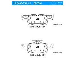 ATE Bremsbelagsatz, Scheibenbremse 13.0460-7301.2 hinten rechts links f&uuml;r PEUGEOT 1610814180