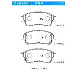 ATE Bremsbelagsatz, Scheibenbremse 13.0460-5951.2 vorne rechts links f&uuml;r TOYOTA 04465-12540 04465-33040 04491-20890