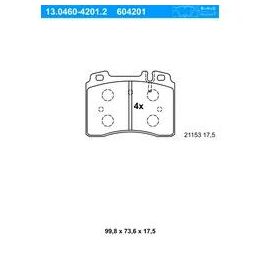 ATE Bremsbelagsatz, Scheibenbremse 13.0460-4201.2 vorne rechts links f&uuml;r MERCEDES-BENZ 0014209420 A0014209420 A0024201520