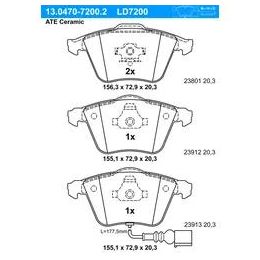ATE Bremsbelagsatz, Scheibenbremse Ceramic 13.0470-7200.2 vorne rechts links f&uuml;r SKODA VAG 1K0698151B