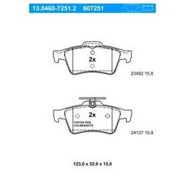 ATE Bremsbelagsatz, Scheibenbremse 13.0460-7251.2 hinten rechts links f&uuml;r RENAULT 8671016711 440601689R 440600002R