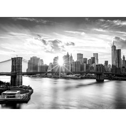 Fototapete papermoon "New York Schwarz & Wei&szlig;", schwarz (schwarz, wei&szlig;), B:3,5m L:2,6m, Vlies, Tapeten