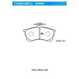 ATE Bremsbelagsatz, Scheibenbremse 13.0460-5987.2 vorne rechts links f&uuml;r MITSUBISHI MR407944 X3511004 MR249240