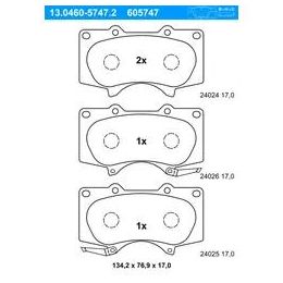 ATE Bremsbelagsatz, Scheibenbremse 13.0460-5747.2 vorne rechts links f&uuml;r MITSUBISHI LEXUS TOYOTA 04465-0K090 04465-35290 4605A472