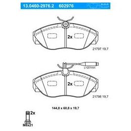 ATE Bremsbelagsatz, Scheibenbremse 13.0460-2976.2 vorne rechts links f&uuml;r PEUGEOT FIAT CITRO&Euml;N 425451 71752980 77362212