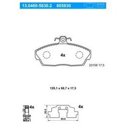 ATE Bremsbelagsatz, Scheibenbremse 13.0460-5830.2 vorne rechts links mit Zubeh&ouml;r f&uuml;r LAND ROVER SFP100360