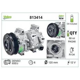 Valeo Kompressor, Klimaanlage NEW ORIGINAL PART 813414 12V f&uuml;r TOYOTA 883101A660 8831002450 8831002370