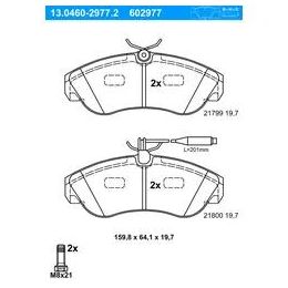 ATE Bremsbelagsatz, Scheibenbremse 13.0460-2977.2 vorne rechts links f&uuml;r PEUGEOT FIAT CITRO&Euml;N 77362209 425119 425452