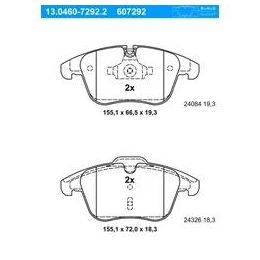 ATE Bremsbelagsatz, Scheibenbremse 13.0460-7292.2 vorne rechts links f&uuml;r JAGUAR C2C27290 C2C39929 C2C35612
