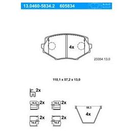 ATE Bremsbelagsatz, Scheibenbremse 13.0460-5834.2 vorne rechts links mit Zubeh&ouml;r f&uuml;r MAZDA N0Y3-33-23Z NCY1-33-23Z NAY5-33-23ZA