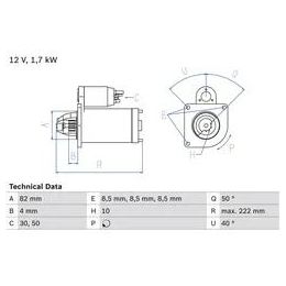 Bosch Starter 0 986 022 061 12V f&uuml;r VAUXHALL SAAB OPEL 55352882 1202594 55585238