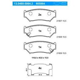 ATE Bremsbelagsatz, Scheibenbremse 13.0460-5864.2 vorne rechts links f&uuml;r SUZUKI 55200-65D00 55200-65D01 55200-65D20