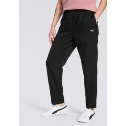 Puma Damen Trainingshose "ESS WOVEN PANTS OP", schwarz, Gr. L, unifarben, Twill, Obermaterial: 100% Polyester, Hosen, mit DryCELL-Technologie,
