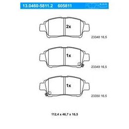 ATE Bremsbelagsatz, Scheibenbremse 13.0460-5811.2 vorne rechts links f&uuml;r TOYOTA 04465-59020 04465-YZZCJ 04465-52070