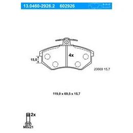 ATE Bremsbelagsatz, Scheibenbremse 13.0460-2926.2 vorne rechts links f&uuml;r VAG 853698151 853698151A