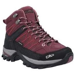 Wanderschuh CMP "RIGEL MID WMN WP TREKKING SHOES", Damen, Gr. 41, rot (bordeaux), Leder, Textil, Schuhe Wanderschuh, wasserdicht