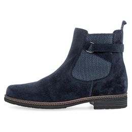 Gabor Damen Chelseaboots, Gr. 37, blau, Elastischer Einsatz, Veloursleder, Schuhe, Blockabsatz, Stiefelette, Businesschuh mit Zierriegel