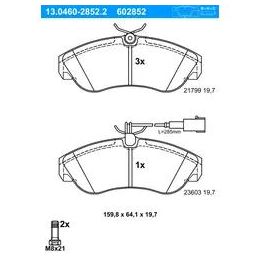 ATE Bremsbelagsatz, Scheibenbremse 13.0460-2852.2 vorne rechts links f&uuml;r PEUGEOT FIAT CITRO&Euml;N 425225 425227 9948629