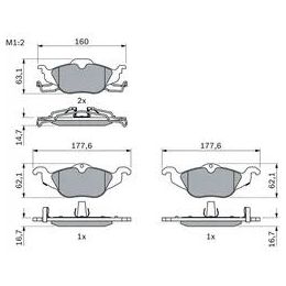Bosch Bremsbelagsatz, Scheibenbremse 0 986 424 456 vorne rechts links f&uuml;r HOLDEN VAUXHALL SAAB OPEL CHEVROLET 90544025 1605959 93188726