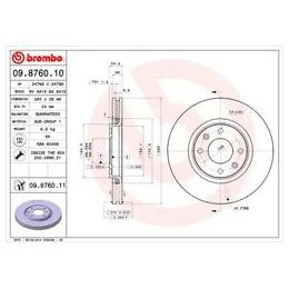 Brembo Bremsscheibe 09.8760.10 vorne rechts links bel&uuml;ftet 283mm f&uuml;r PEUGEOT CITRO&Euml;N OPEL 1613703980 4246W8 3557911