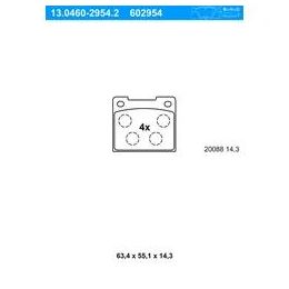 ATE Bremsbelagsatz, Scheibenbremse 13.0460-2954.2 hinten rechts links f&uuml;r VOLVO 272780 275895 272567