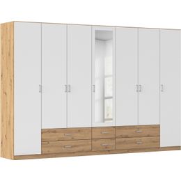 Kleiderschrank Rauch "Schrank Garderobe Ankleide GAMMA Breiten 91/136/181/226/271/315/360 cm", eiche artisan, alpinwei&szlig;, griffe alu, B:315cm H:210cm T:54cm, Holzwerkstoff, Schr&auml;nke, Kleiderschrank, verschiedene Griff-Varianten, mit Spiegel TOPSELLER MADE IN GERMANY, Topseller