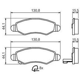 Bosch Bremsbelagsatz, Scheibenbremse 0 986 494 458 vorne rechts links f&uuml;r SUZUKI HOLDEN VAUXHALL SAAB OPEL CHEVROLET 4706748 5581084E00000 4706835