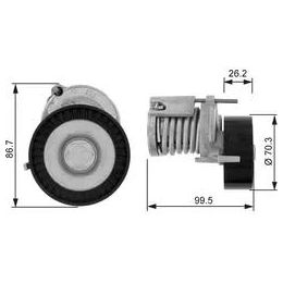 GATES Spannrolle, Keilrippenriemen DriveAlign&reg; T38214 Riemenspanner, 70,5mm f&uuml;r SKODA VW SEAT AUDI 030145299F 030145299C